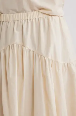 Theory Cotton Blend Midi Skirt - Almond