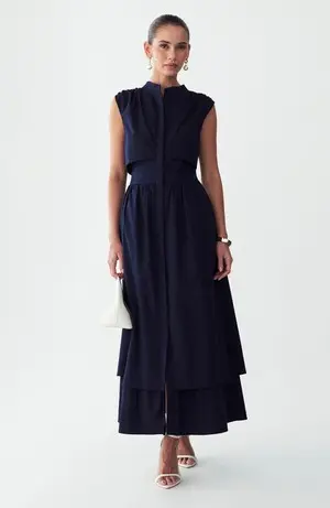 Gathered Detail Midi Dresses