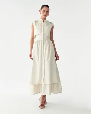 WILLA Fallyn Midi Dress - Natural