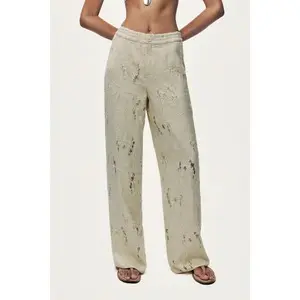 NOCTURNE Jacquard Wide Leg Trousers - Ivory