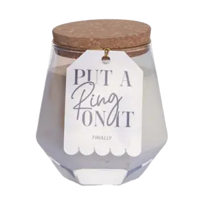 Totalee Gift Put A Ring On It White Geometric Candle Wax White 7.7 Oz Burn Time 36 - Clear