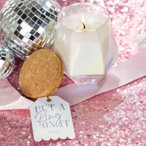 Totalee Gift Put A Ring On It White Geometric Candle Wax White 7.7 Oz Burn Time 36