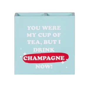 Totalee Gift I Drink Champagne Now Desk Organizer Wood - Blue