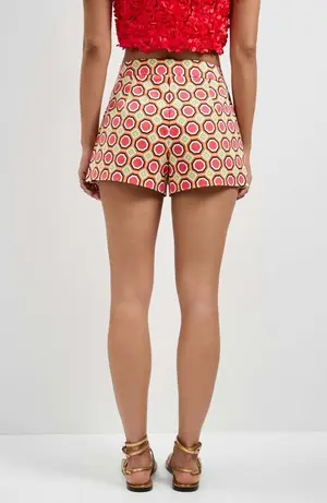 Trina Turk Corbin Geo Print Stretch Cotton Herringbone Shorts