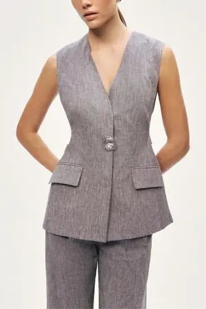 NOCTURNE Tailored Button Front Vest