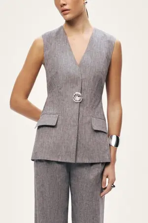 NOCTURNE Tailored Button Front Vest