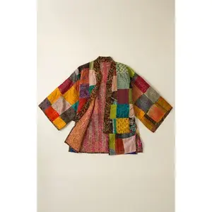 UNCOMMON GOODS Reversible Silk Sari Kantha Jacket
