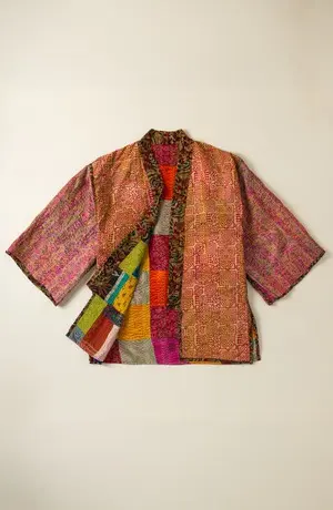 UNCOMMON GOODS Reversible Silk Sari Kantha Jacket