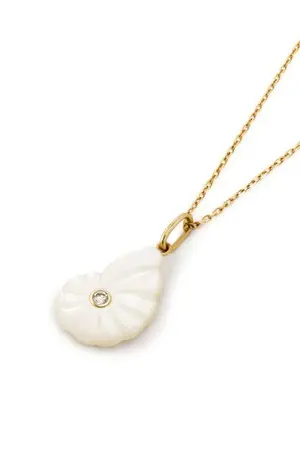 ANA LUISA Solid Yellow Mother Of Pearl Shell Necklace With Diamond