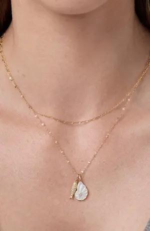 ANA LUISA Solid Yellow Mother Of Pearl Shell Necklace With Diamond