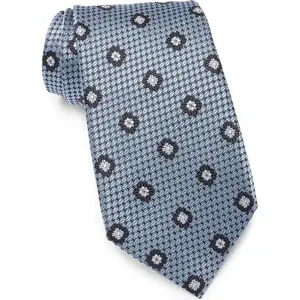 Zegna ZEGNA TIES Floral Medallion Silk Tie Bright Blue