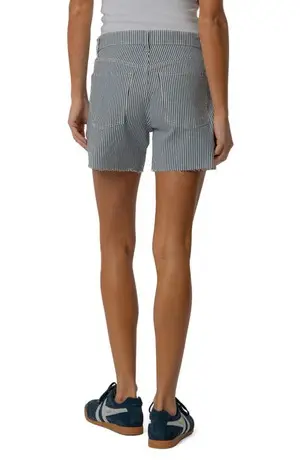 Kut From The Kloth Jane Stripe Raw Hem High Waist Denim Shorts