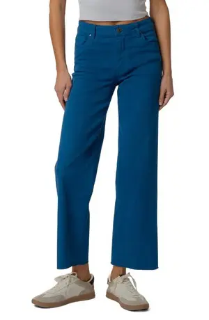 Kut From The Kloth Raw Hem Ankle Wide Leg Jeans - Sapphire