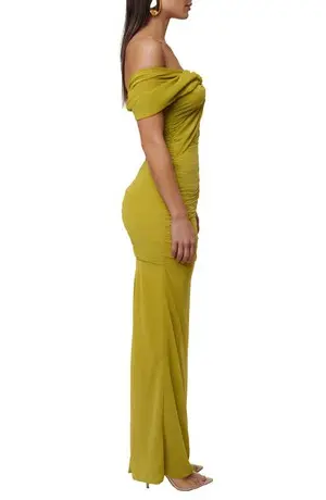 JLUXLABEL Alessandra Off-the-shoulder Dress With Cutout - Green