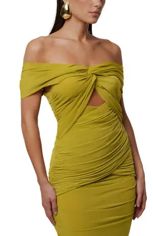 JLUXLABEL Alessandra Off-the-shoulder Dress With Cutout - Green