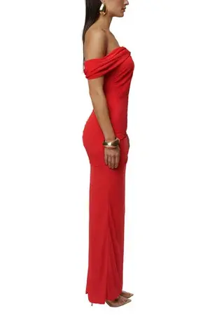 JLUXLABEL Alessandra Off-the-shoulder Dress With Cutout - Red