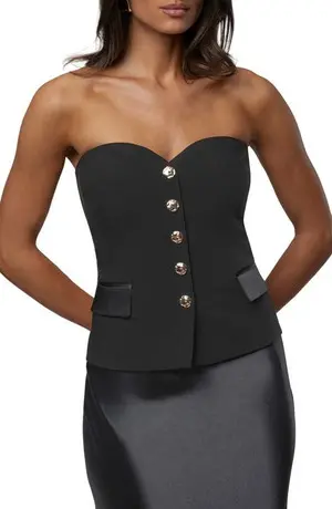 JLUXLABEL Strapless Button Detail Vest - Black