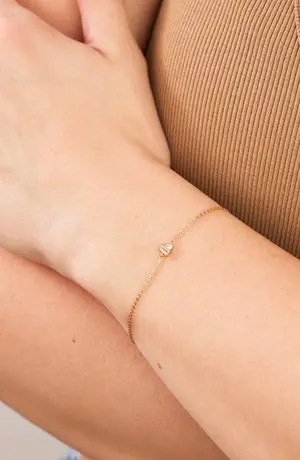 MADE BY MARY Toi Et Moi Bracelet With Pear And Emerald Cut Cubic Zirconia - Silver