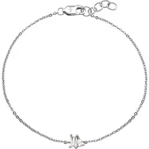 MADE BY MARY Toi Et Moi Bracelet With Pear And Emerald Cut Cubic Zirconia - Silver