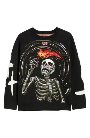 VERYRARE Graphic Skull Print Crewneck Sweatshirt