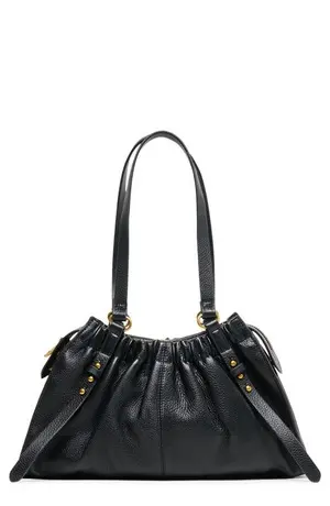 Dolce Vita Sloan Ruched Leather Shoulder Bag - Black