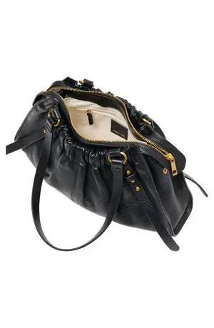 Dolce Vita Sloan Ruched Leather Shoulder Bag - Black
