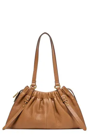Dolce Vita Sloan Ruched Leather Shoulder Bag - Cognac