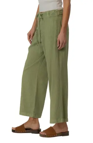 Kut From The Kloth Kate Drawstring Linen Blend Crop Wide Leg Jeans