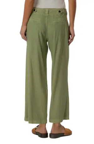 Kut From The Kloth Kate Drawstring Linen Blend Crop Wide Leg Jeans