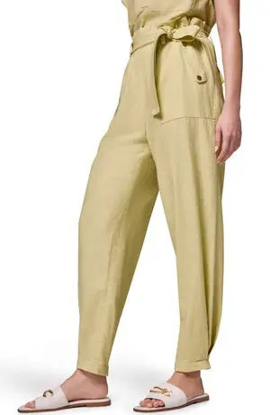 Donna Karan New York Belted Tapered Linen Blend Pants