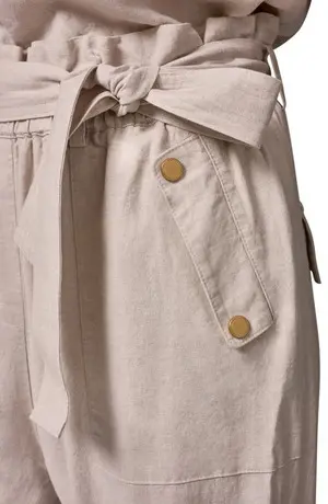 Donna Karan New York Belted Tapered Linen Blend Pants - Natural