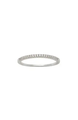 MADE BY MARY Birthstone Stacking Band Ring With Emerald Cubic Zirconia - Silver April