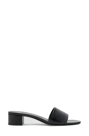 Mango Faux Leather Block Heel Slide Sandals