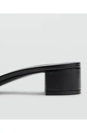 Mango Faux Leather Block Heel Slide Sandals