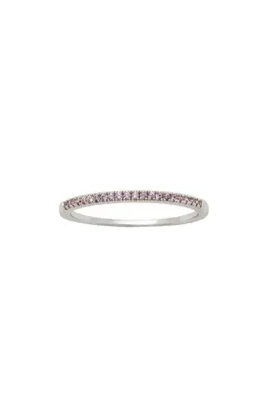 MADE BY MARY Birthstone Stacking Ring With Emerald Zirconia - Silver June