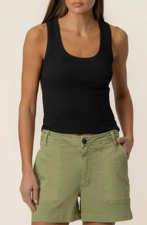 Kut From The Kloth Anastasia Stretch Cotton Blend Rib Tank - Black