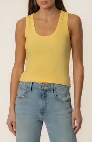 Kut From The Kloth Anastasia Stretch Cotton Blend Rib Tank - Limoncello