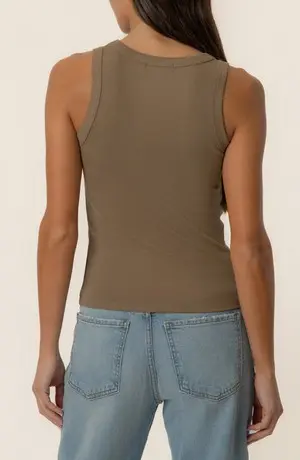 Kut From The Kloth Anastasia Stretch Cotton Blend Rib Tank - Russet