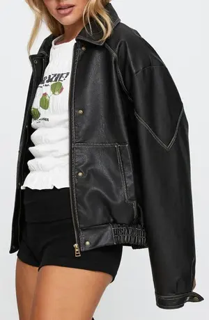 Princess Polly Jaxton Faux Leather Bomber Jacket