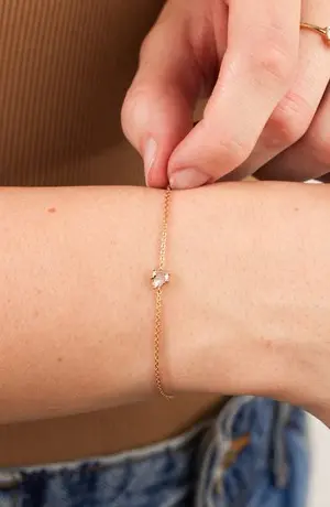 MADE BY MARY Toi Et Moi Bracelet With Emerald And Pear Cut Cubic Zirconia - Silver