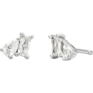 MADE BY MARY Toi Et Moi Stud Earrings - Silver