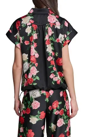 Karl Lagerfeld Paris Rose Print Button-up Shirt