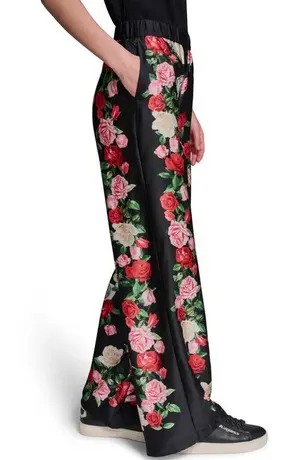 Karl Lagerfeld Paris Floral Satin Wide Leg Pants