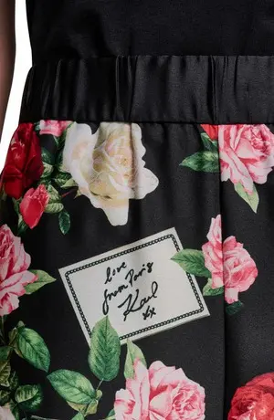 Karl Lagerfeld Paris Floral Satin Wide Leg Pants