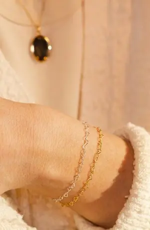 MADE BY MARY Heart Chain Link Bracelet - Silver