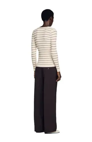 Sandro Striped Ribbed Cardigan