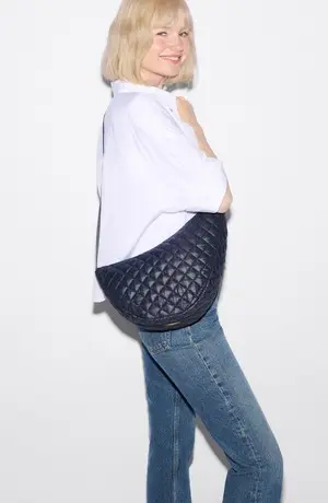 Mz Wallace Metro Smile Shoulder Bag - Navy