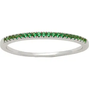 MADE BY MARY Emerald Zirconia And Gold Vermeil Stacking Ring Silver