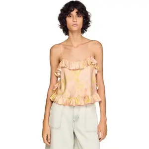 Sandro Flower Print Crop Top