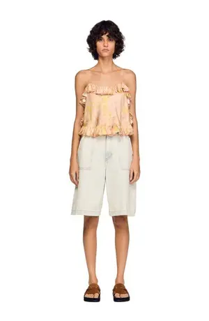Sandro Flower Print Crop Top